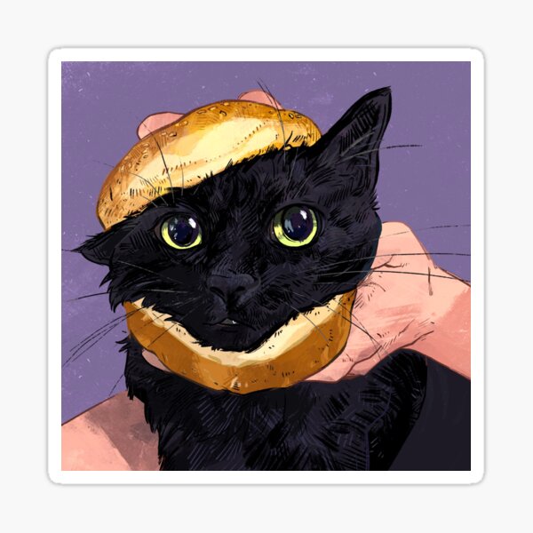 "Cat Burger" Sticker for Sale by gristiannn | Redbubble
