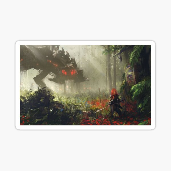 "horizon zero dawn aloy vs thunderjaw" Sticker for Sale by pasu979 ...