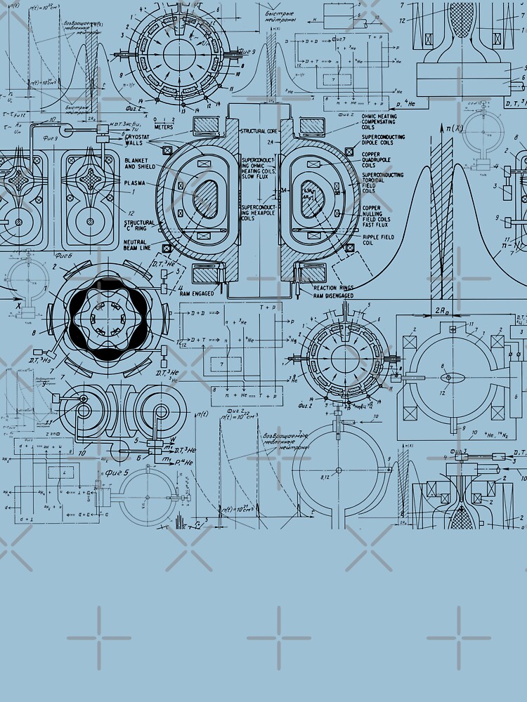 "Schematic image of TOKAMAK, a fusion reactor. Print with drawings and ...