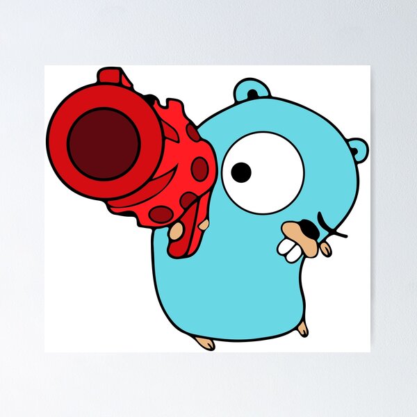 "Golang Gopher Go Shoot" Poster for Sale by THEMADBRUSH | Redbubble