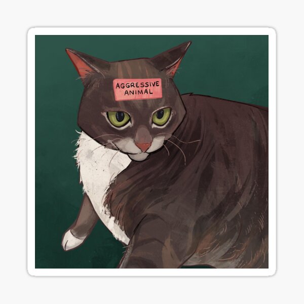 "Aggressive Animal (Cat)" Sticker by gristiannn | Redbubble