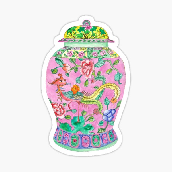"Phoenix and peony in pink" Sticker for Sale by Yunihadi | Redbubble