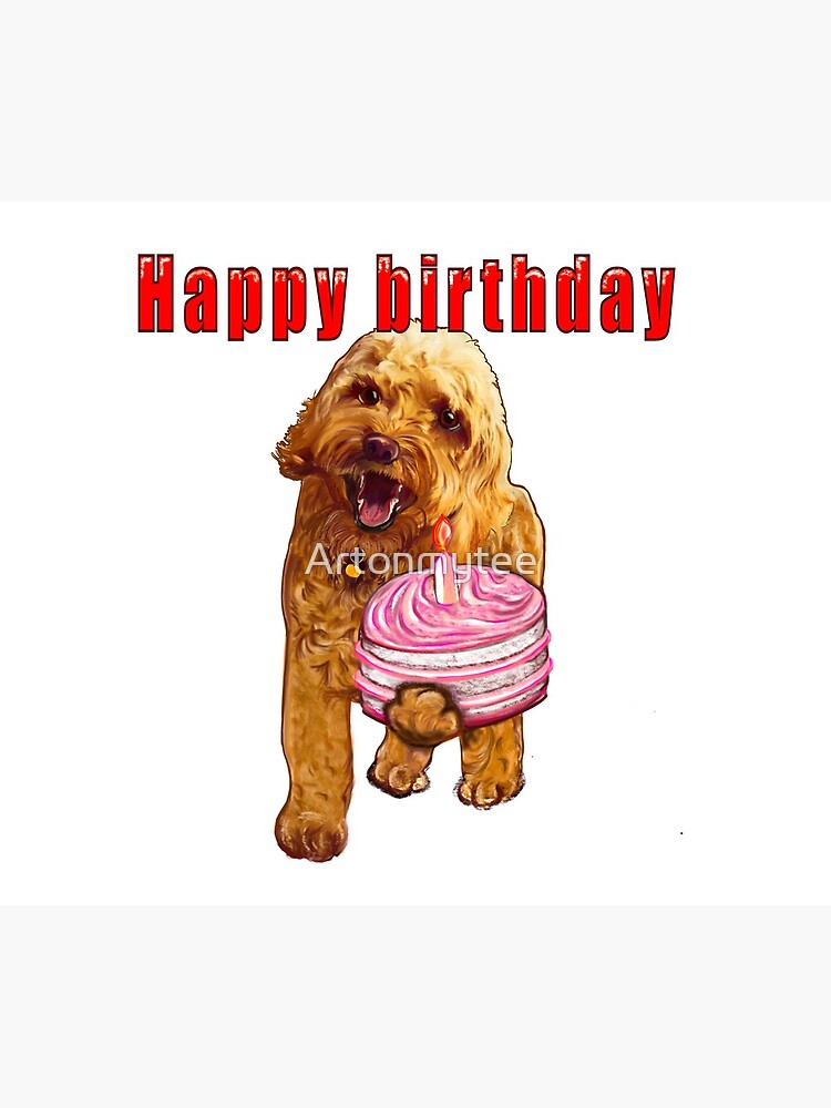 "Happy birthday greetings 2022 - Cavapoo puppy dog With birthday cake ...
