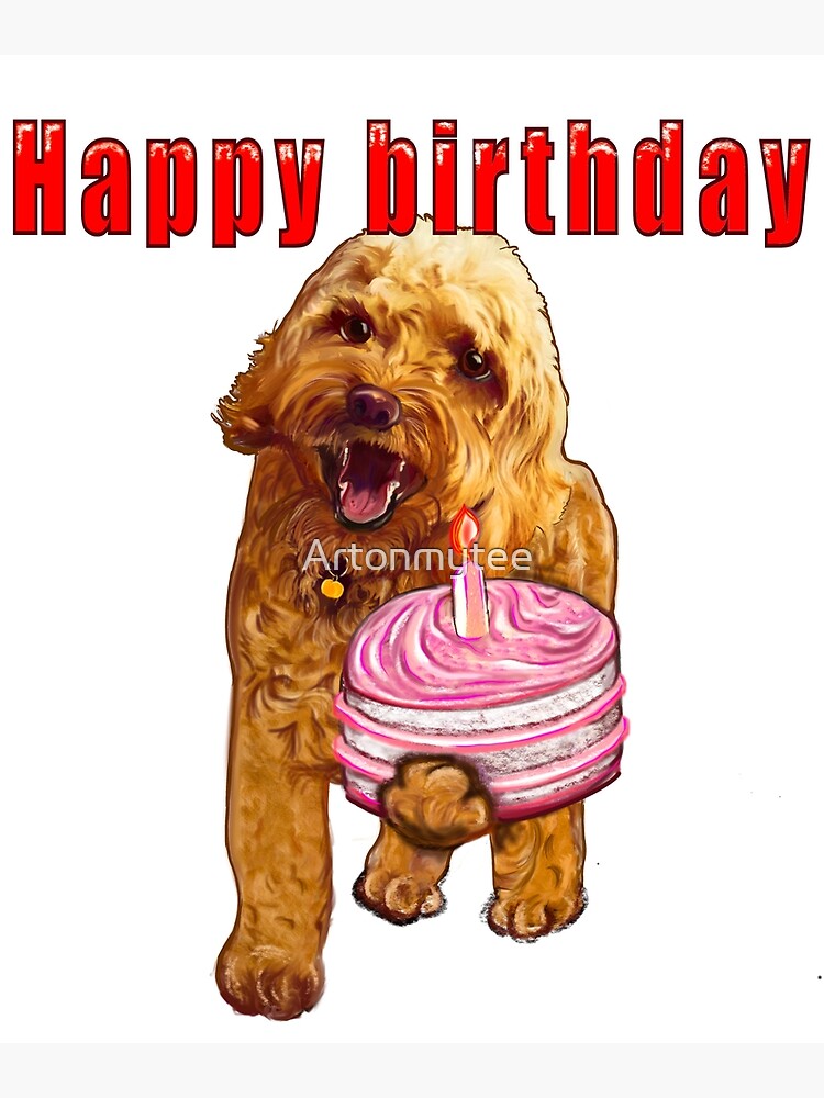 "Happy birthday greetings 2022 - Cavapoo puppy dog With birthday cake ...