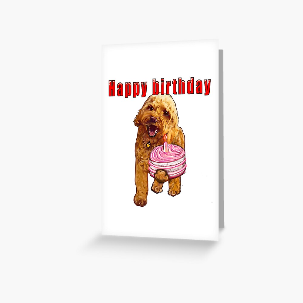 "Happy birthday greetings 2022 - Cavapoo puppy dog With birthday cake ...