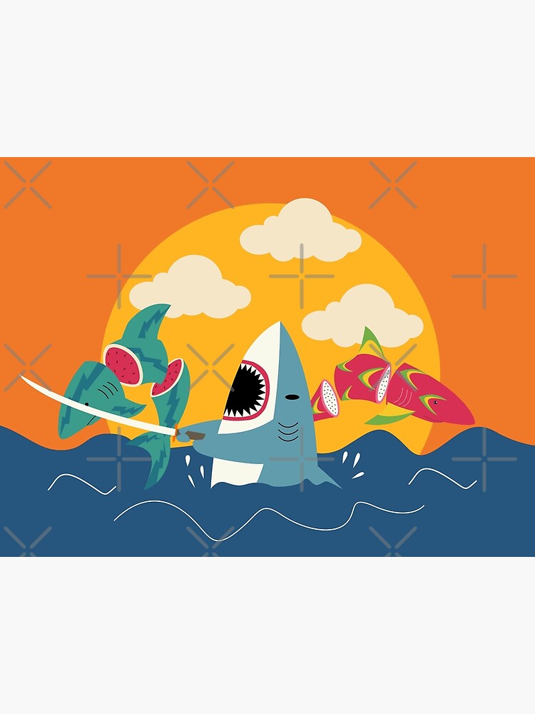 Póster «Tiburón Ninja Samurai Océano Artes Marciales Frutas» de DAFIN ...