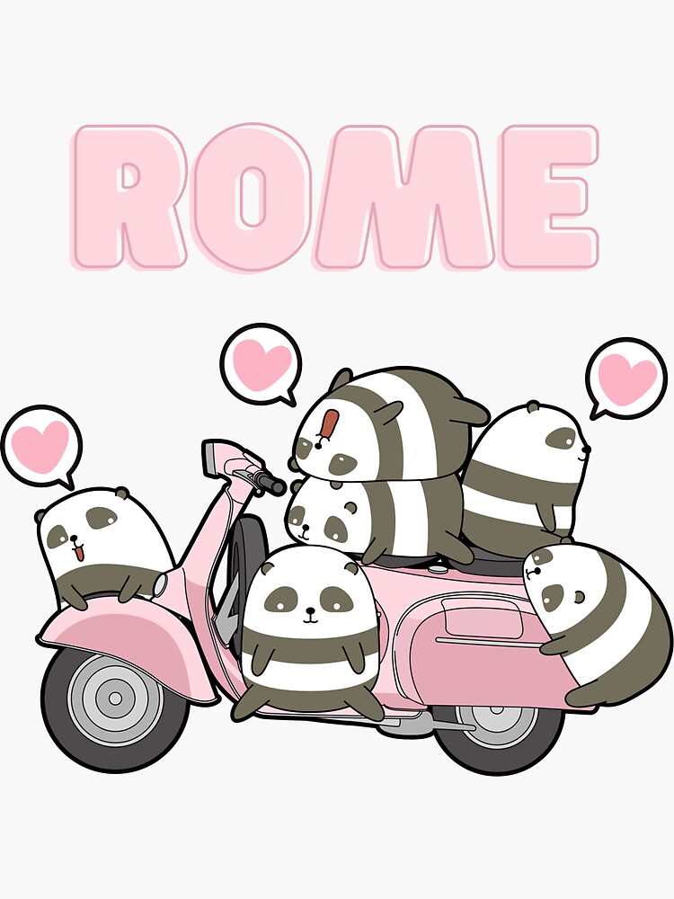 "Kawaii Pandas in Rome " Sticker for Sale by Erie-Cole | Redbubble