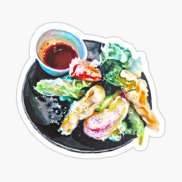"Vegetable Tempura" Sticker for Sale by LornaBowdenART | Redbubble