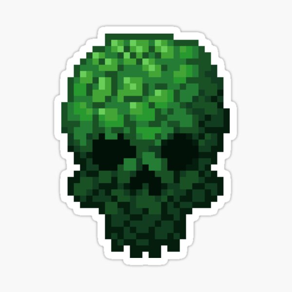 "Shrub Pixel Skull" Sticker by SkinnerDesigns | Redbubble