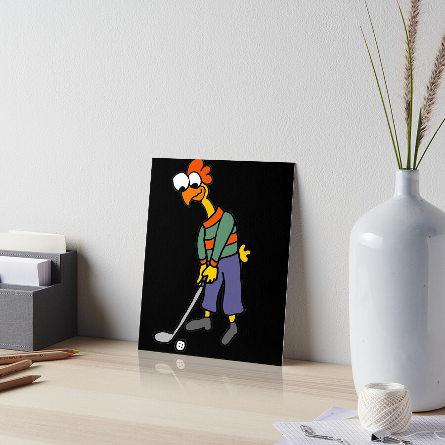 "Cool Rubber Chicken Playing Golf Cartoon" Art Board Print by ...