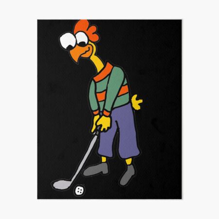 "Cool Rubber Chicken Playing Golf Cartoon" Art Board Print by ...