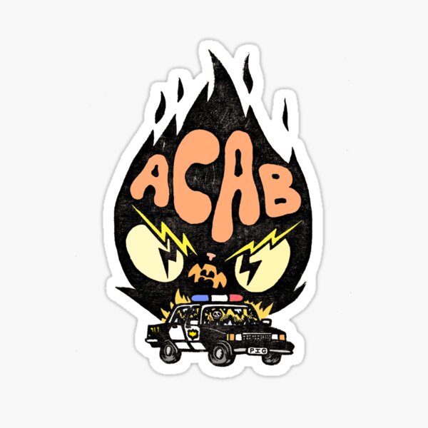 "pig burning in car. acab baby" Sticker for Sale by spikysquid | Redbubble