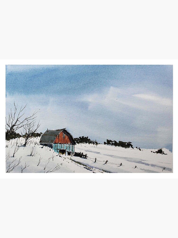 "Winter scene line and wash nil rocha art" Art Print for Sale by ...