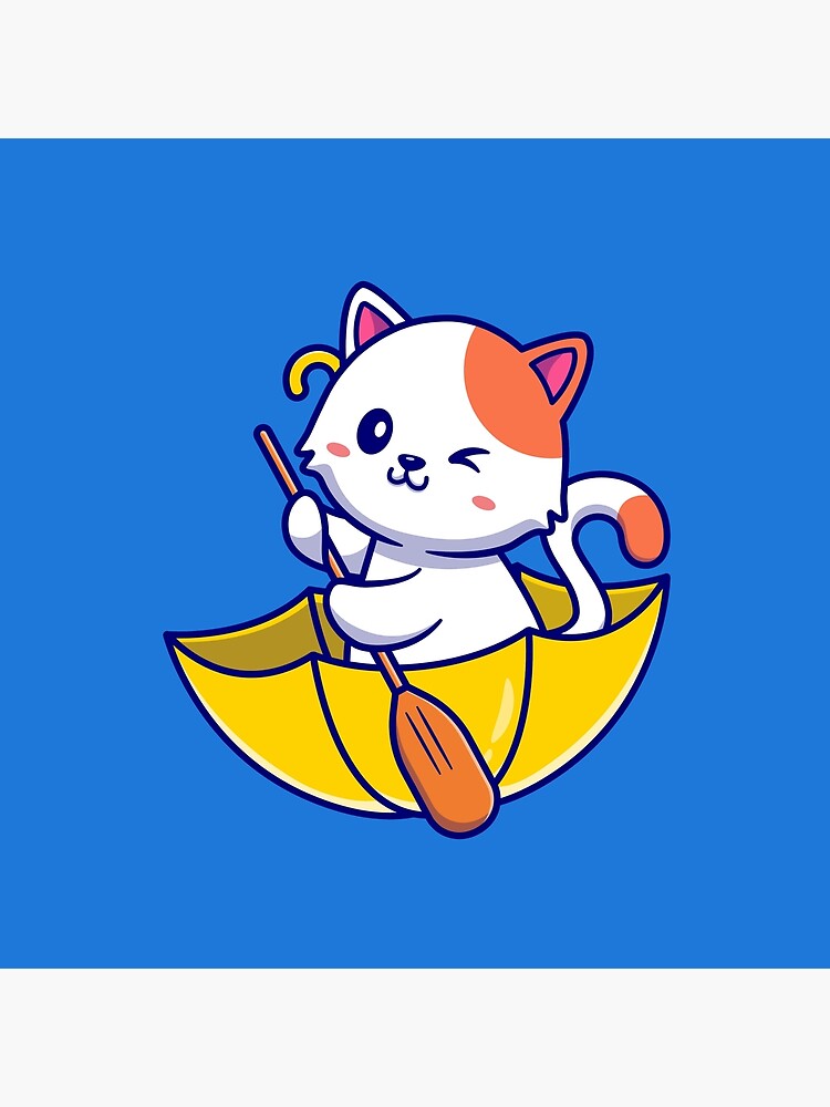 "Cute cat rowing with umbrella boat " Poster for Sale by elnahal ...