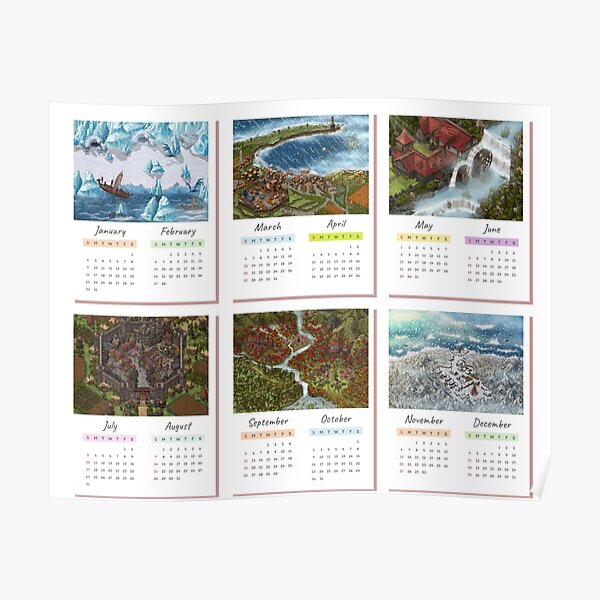 "Fantasy Wall Calendar, All seasons | Perfect Gift for RPG lovers ...