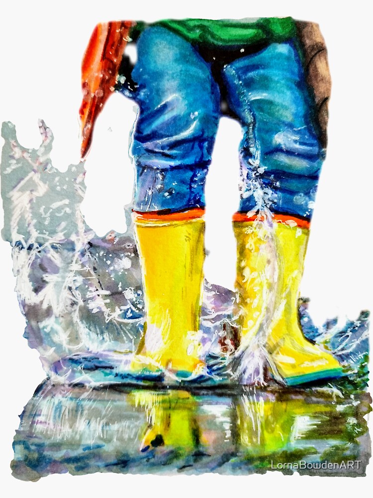 "Puddle Splash!" Sticker by LornaBowdenART | Redbubble