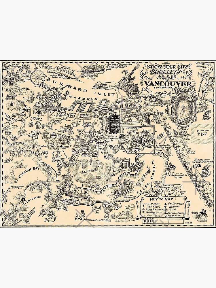 "Pictorial Vintage Map of Vancouver" Poster for Sale by gin-nek-shop ...