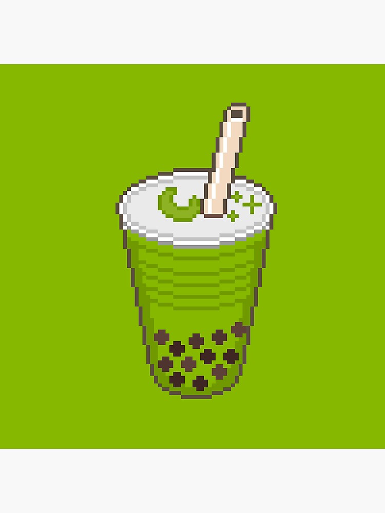 "Matcha Pixel Art Bubble Tea" Sticker for Sale by delune- | Redbubble