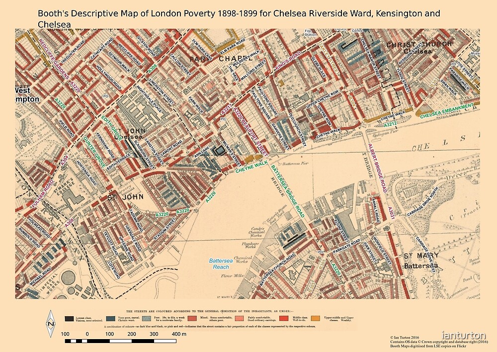 "Booth's Map of London Poverty for Chelsea Riverside ward, Kensington ...