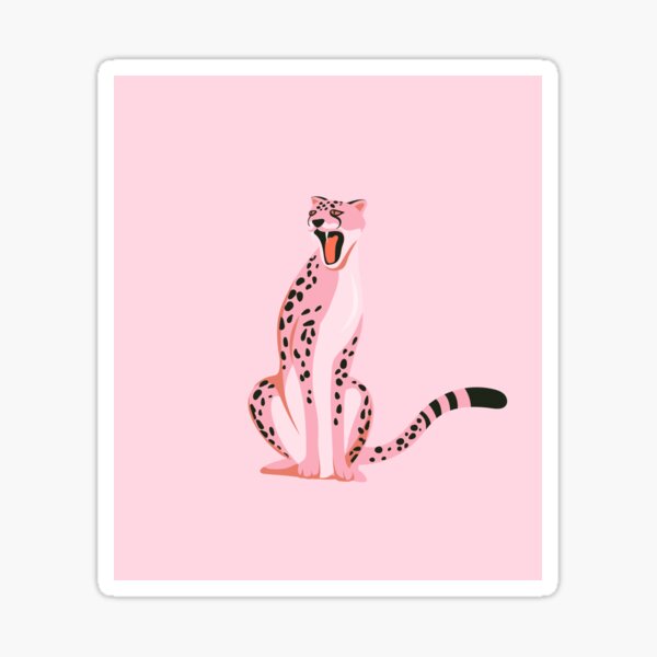 "Pink Leopard Minimal Aesthetic" Sticker for Sale by MaiZephyr | Redbubble