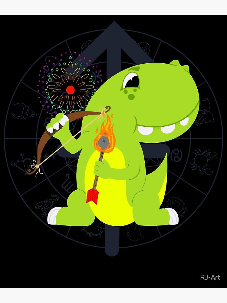 "Cute Sagittarius Zodiac Sign Astrology T-Rex Dinosaur" Poster for Sale ...