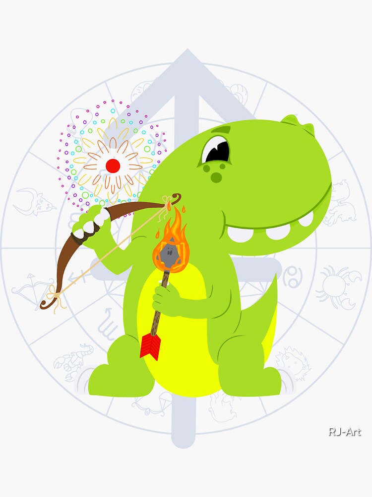 "Cute Sagittarius Zodiac Sign Astrology T-Rex Dinosaur" Sticker for ...