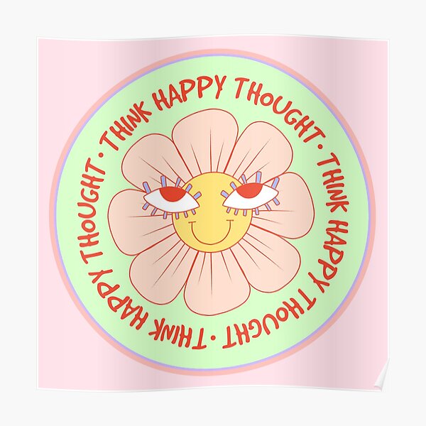 "think happy thought - short motivational quotes - aesthetic stickers ...