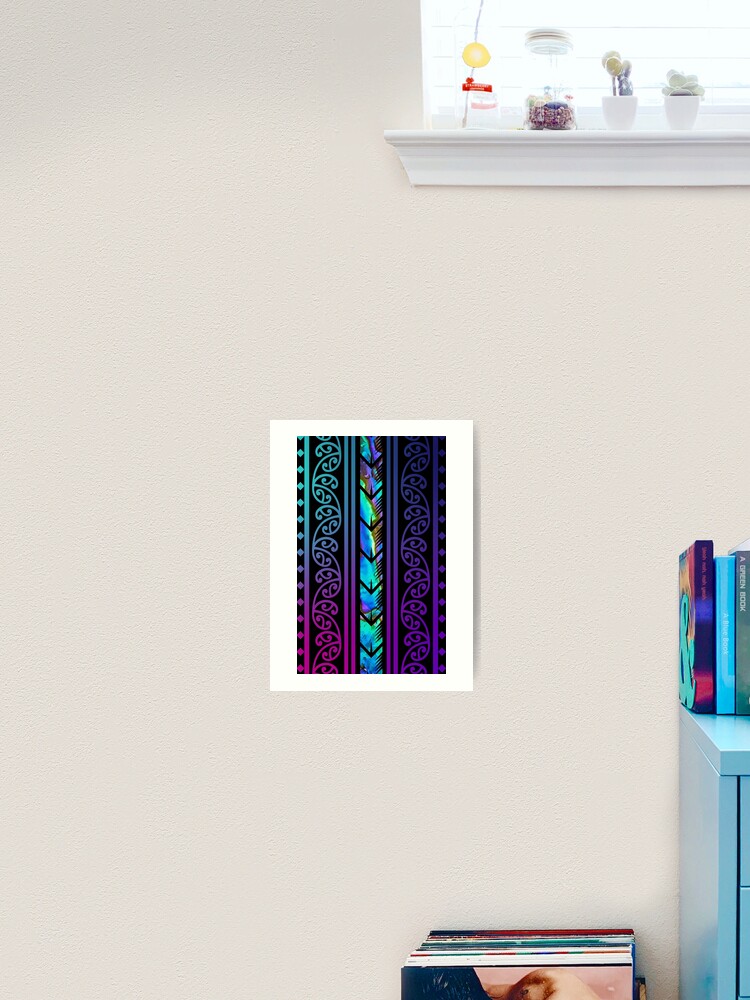 "Purple Māori Design with Inlayed Paua Shell // New Zealand" Art Print ...