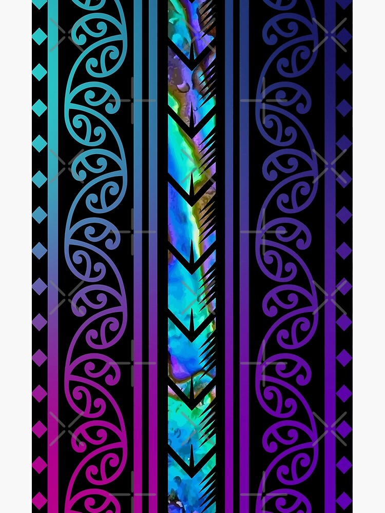 "Purple Maori Design with Inlayed Paua Shell // New Zealand" Art Print ...