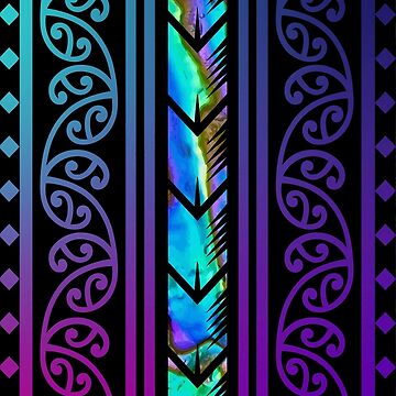 "Purple Māori Design with Inlayed Paua Shell // New Zealand" Art Board ...