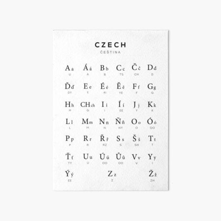 "Czech Alphabet Chart, Czech Republic Language Chart, White" Art Board ...
