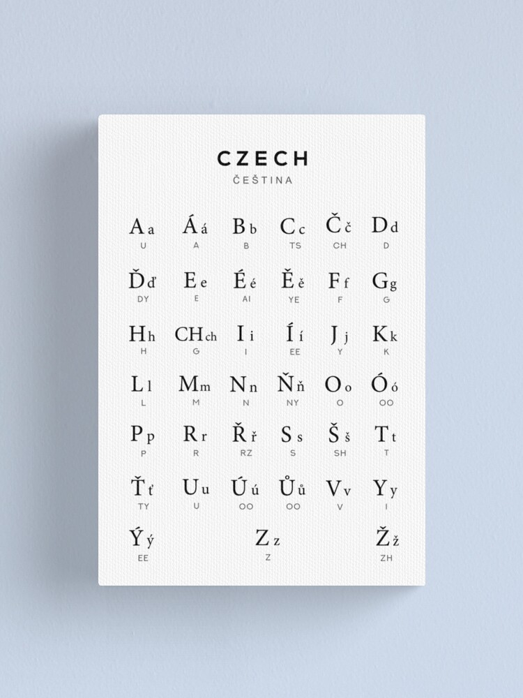 "Czech Alphabet Chart, Czech Republic Language Chart, White" Canvas ...