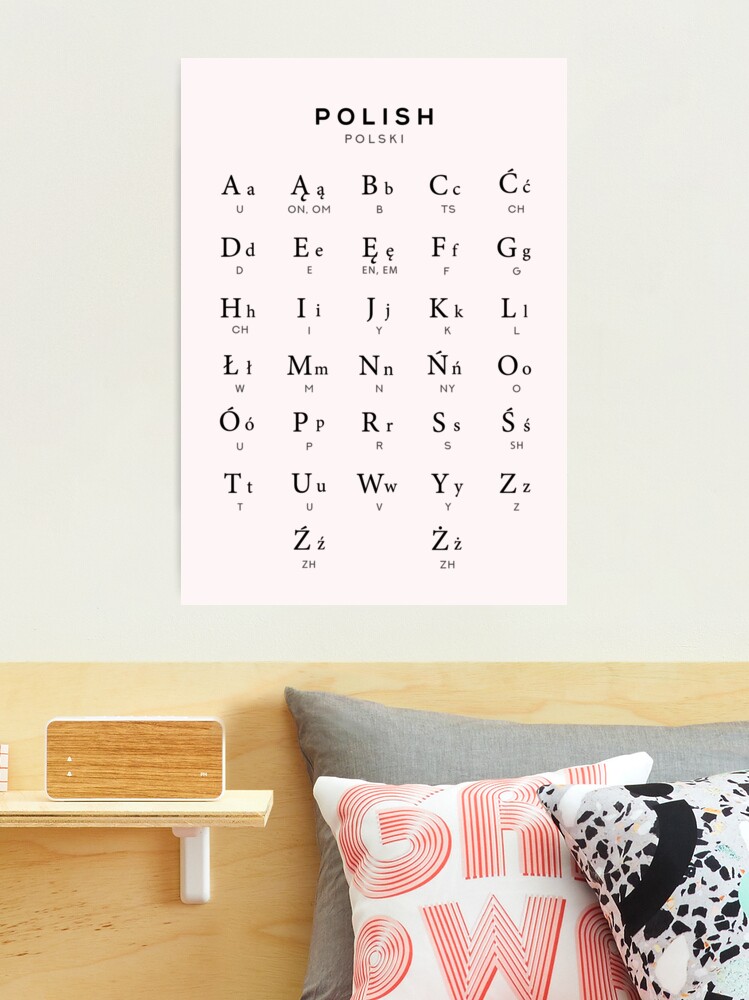 Polish Alphabet Letters Chart Polski Language Typeface Office Wall Art