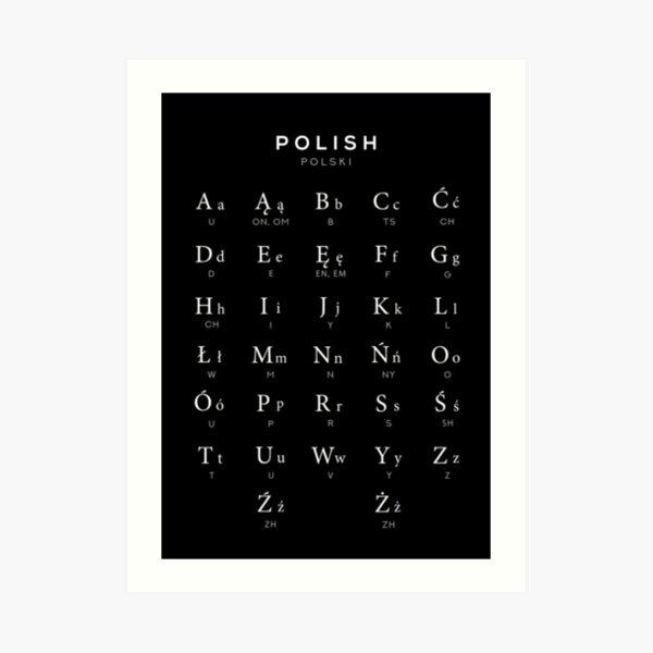 "Polish Alphabet Chart, Poland Language Chart, Black" Art Print by ...