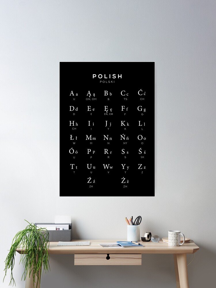 Polish Alphabet Letters Chart Polski Language Typeface Office Wall Art