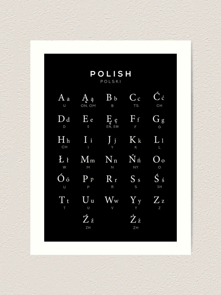 "Polish Alphabet Chart, Poland Language Chart, Black" Art Print by ...