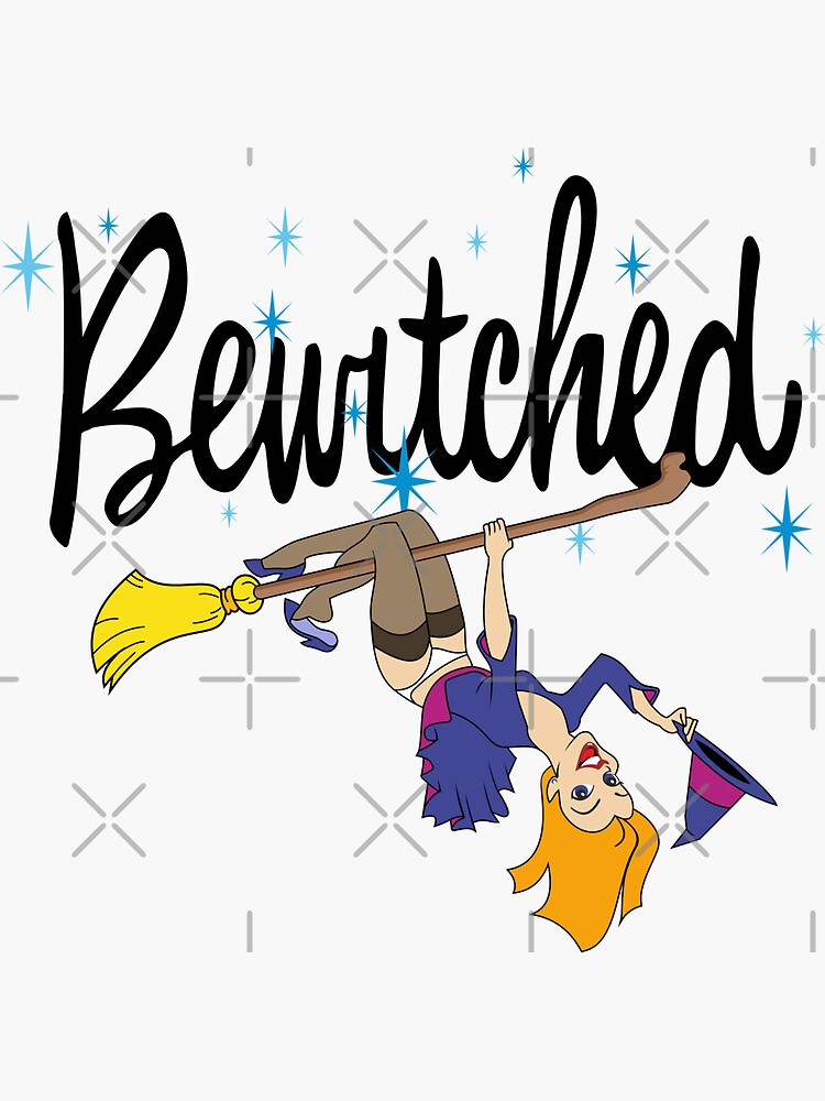 "Bewitched 60s Retro TV Logo Flirty (black text)" Sticker for Sale by ...
