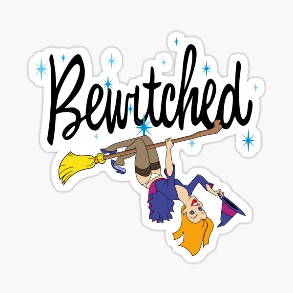 "Bewitched 60s Retro TV Logo Flirty (black text)" Sticker for Sale by ...