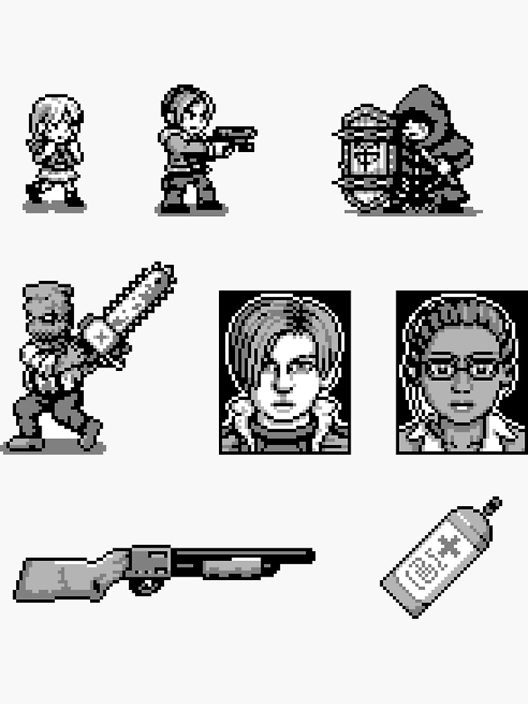 Pegatina «Sprites de Resident Evil 4» de Gameboydemakes | Redbubble