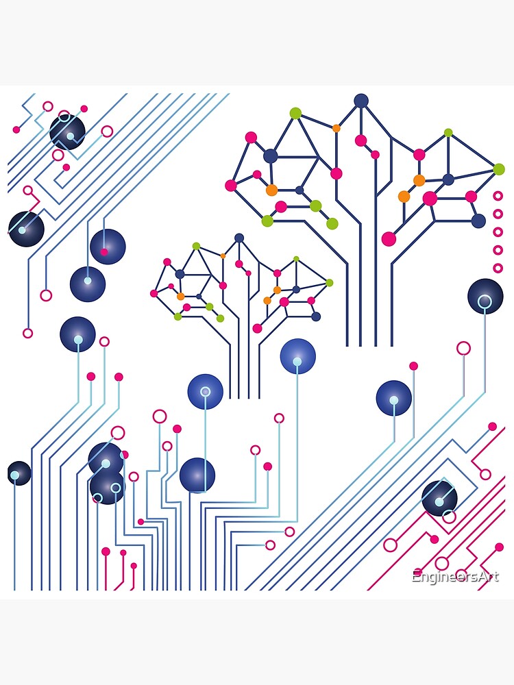"Beautiful PCB Printed Circuit Board Trace Lines and AI Art" Poster for ...