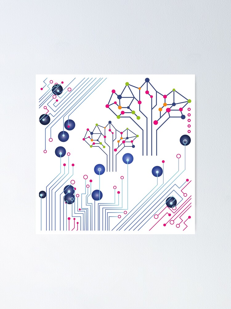 "Beautiful PCB Printed Circuit Board Trace Lines and AI Art" Poster for ...