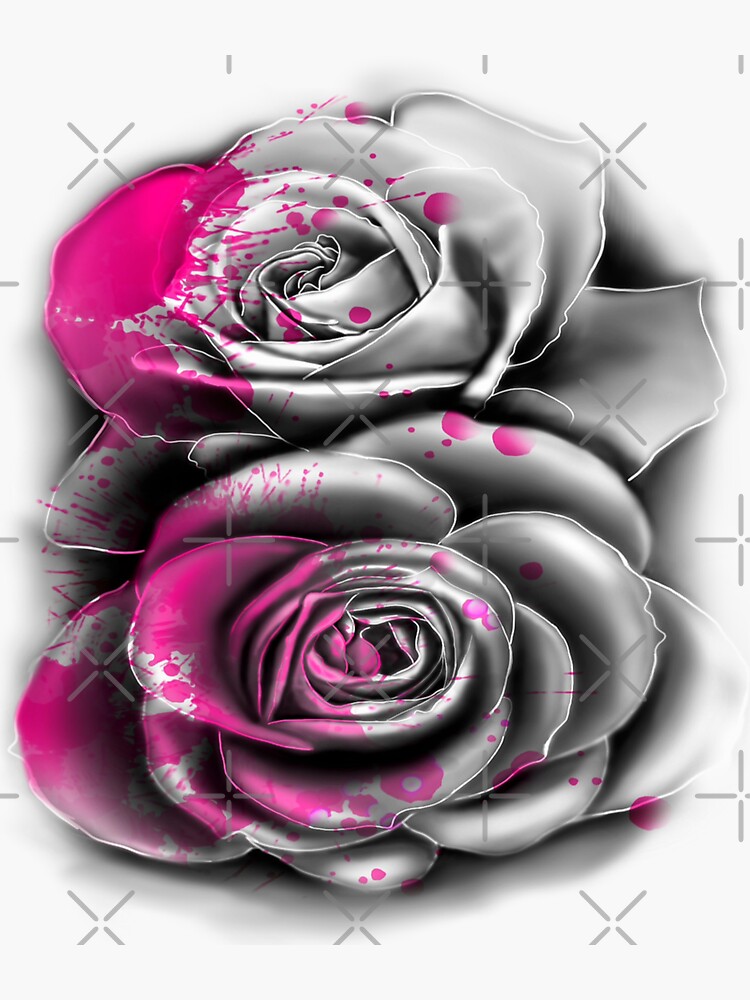 "splatter pink rose" Sticker by attracdionz | Redbubble