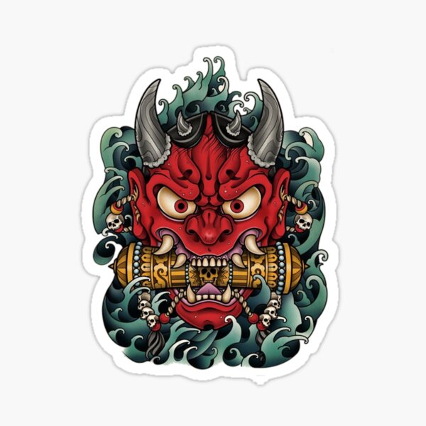 "Oni Mask Japanese Culture Art M ByTe" Sticker for Sale by MK21Designs ...