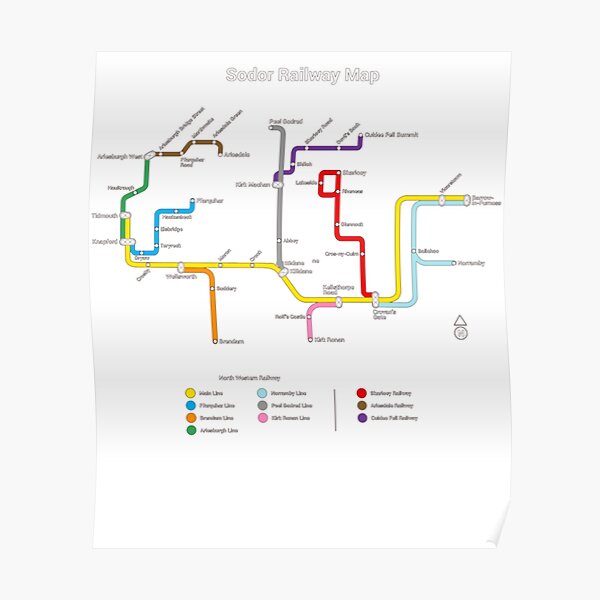 "Sodor Railway Map - TTC Style, Dark " Poster for Sale by Embroiderich ...