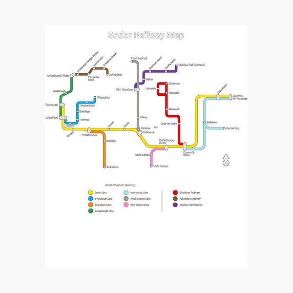 "Sodor Railway Map - TTC Style, Dark " Photographic Print for Sale by ...