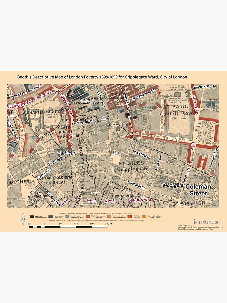"Booth's Map of London Poverty for Cripplegate ward, City of London ...