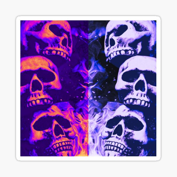 "Dual Skulls !!!" Sticker by Mendallon | Redbubble