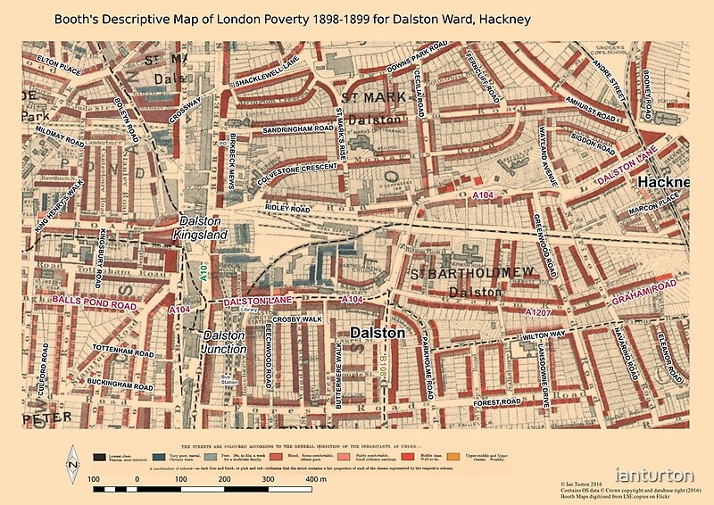 "Booth's Map of London Poverty for Dalston ward, Hackney" by ianturton ...