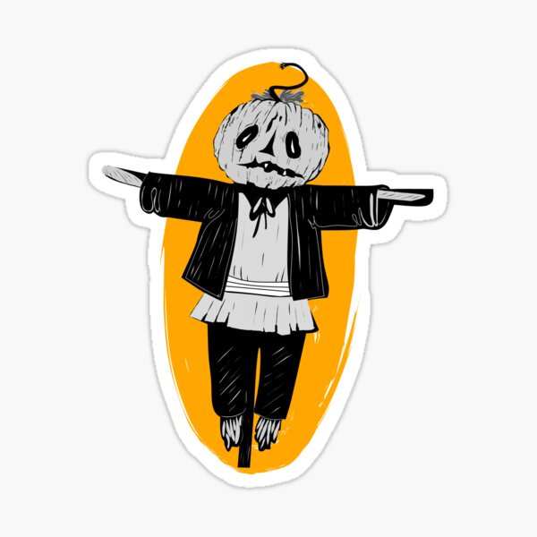 "Creepy white pumpkin scarecrow " Sticker for Sale by bluezoma | Redbubble