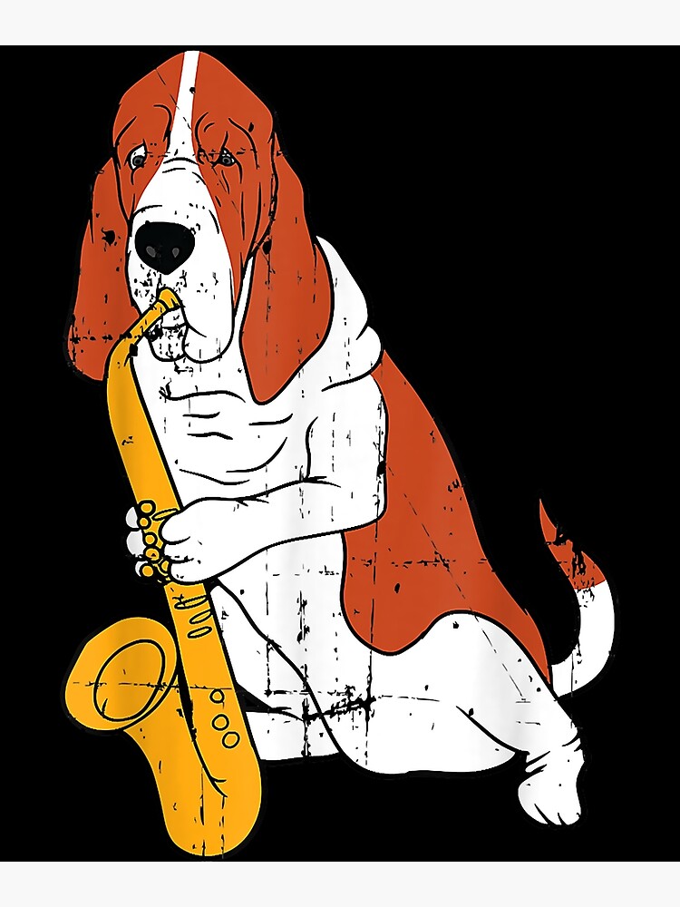 "Vintage Jazz Dog Saxophone Funny Puppy Musician Cute Animal" Poster ...